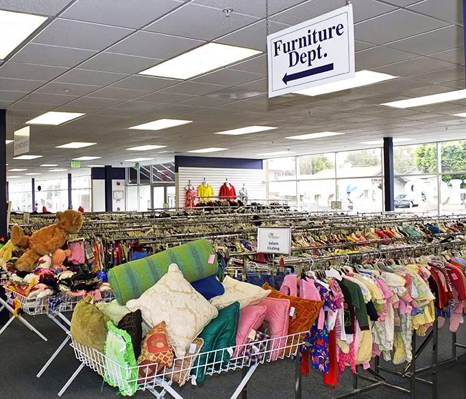 The iconic blue and white sign beckons bargain hunters to this Long Beach treasure trove. "Shop & Save" isn't just a slogan—it's a promise.