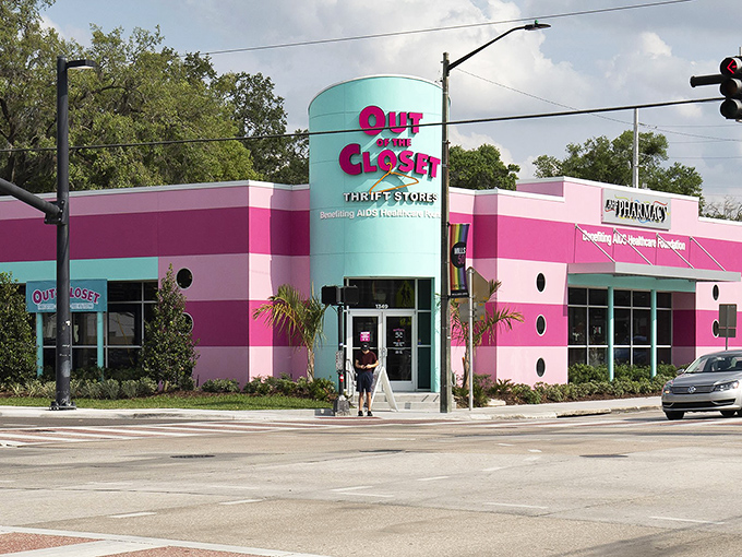 The pink palace of bargain hunting beckons with its unmistakable facade. Like a flamingo in a sea of beige retail, it demands your attention—and wallet.