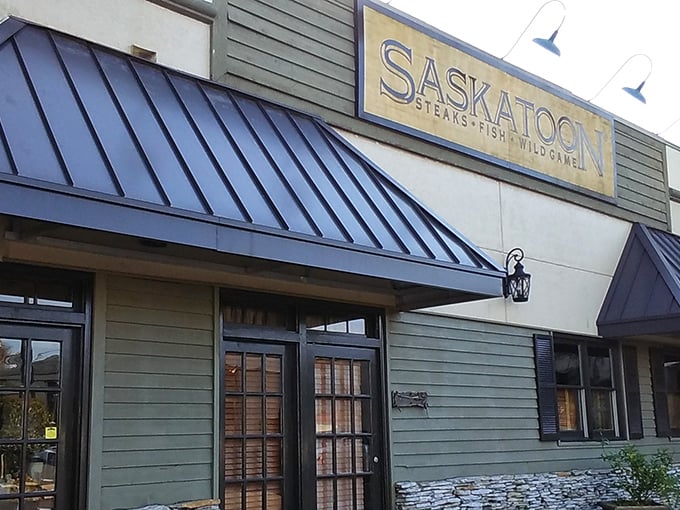The unassuming exterior of Saskatoon belies the culinary adventure waiting inside. Like finding a treasure chest disguised as a toolbox.