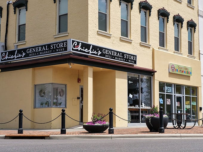 The charming yellow brick exterior of Chickie's General Store stands as a beacon of sandwich salvation on Newark's street, promising delicious discoveries within.