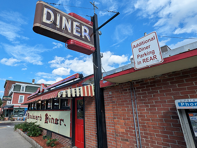 That vintage "DINER" sign isn't just advertising – it's a beacon of hope for anyone whose stomach is making more decisions than their brain.