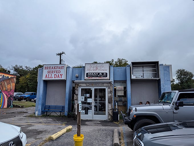 Don’t let the no-frills exterior fool you — Nashville Biscuit House is a local treasure where all-day breakfast and Southern comfort classics speak louder than decor.