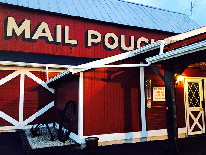 This classic red barn exterior isn't false advertising—it's a promise of authentic, farm-fresh flavors waiting inside.