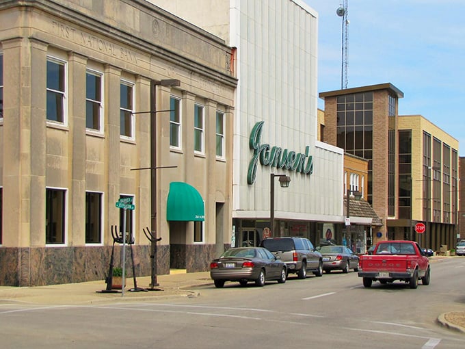 Downtown Effingham showcases its small-town charm with historic buildings and the iconic Jensen's department store, where shopping feels like a nostalgic journey through time.