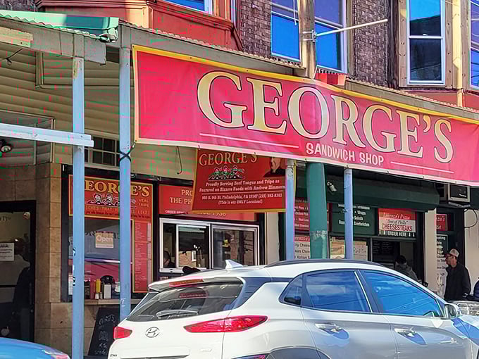 George's bold storefront stands out against Philadelphia's brick backdrop like a culinary exclamation point in the Italian Market district.