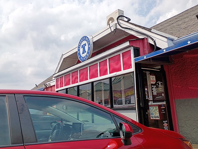 The Liberty Bell Diner's patriotic exterior isn't subtle, but neither is the comfort food waiting inside this Philadelphia landmark.