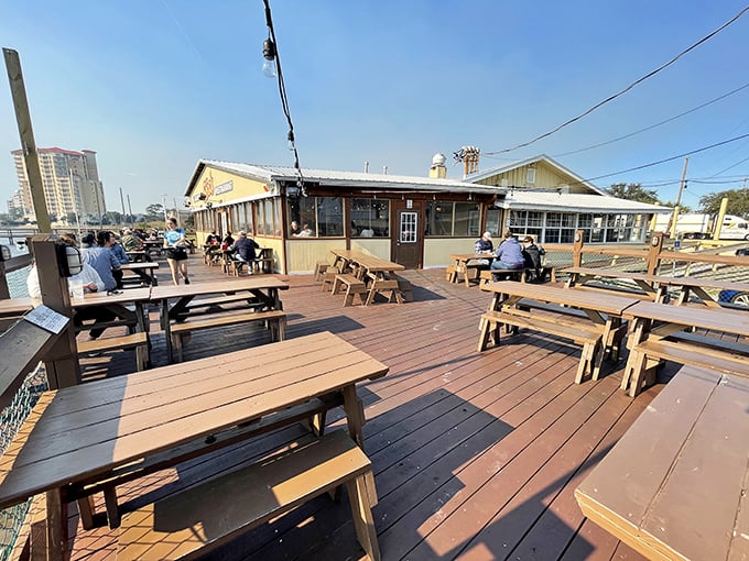 The weathered wooden exterior of The Shack isn't trying to impress anyone—until you taste what's cooking inside. Florida authenticity at its finest.