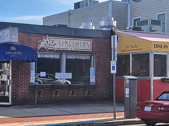 Nestled between neighboring businesses, Sinclair's brick facade and signature blue awning have become a landmark for hungry Delaware locals seeking breakfast nirvana.