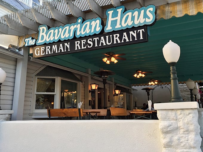 The iconic teal sign welcomes hungry travelers to this slice of Bavaria in Mount Dora – no passport required!