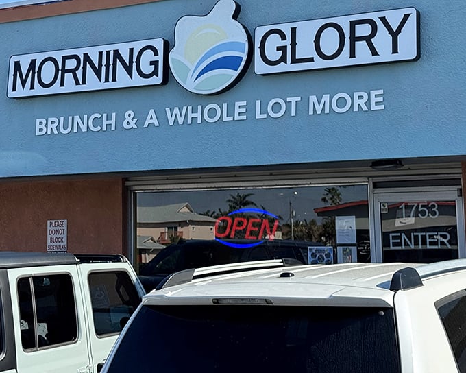 The unassuming storefront promises "Brunch & A Whole Lot More" – a breakfast understatement if I've ever heard one.