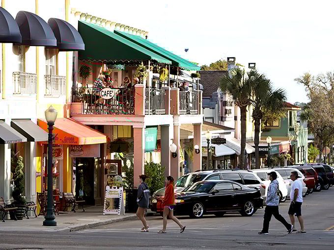 Downtown Mount Dora's colorful storefronts and café balconies create the perfect backdrop for an afternoon stroll. Small-town charm with big personality.