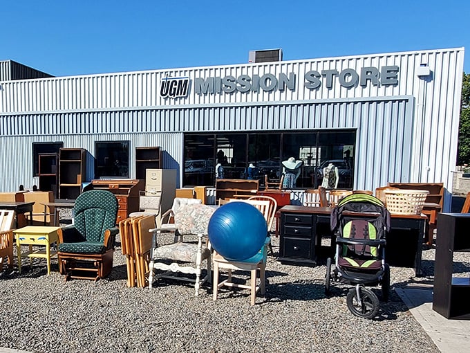 The unassuming exterior of Union Gospel Mission Store hides a treasure trove within. Like a Vegas casino, what happens inside rarely stays there—it follows you home in your trunk.