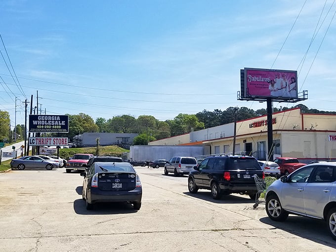 The unassuming exterior of Last Chance Thrift belies the wonderland of bargains waiting inside. Like a treasure chest disguised as a simple box.