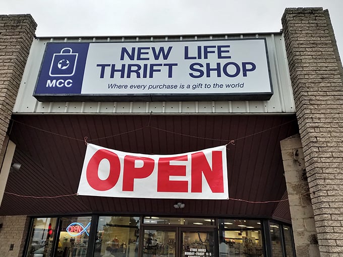 The iconic blue sign promises more than bargains – it's a gateway to guilt-free retail therapy where every purchase helps others around the world.