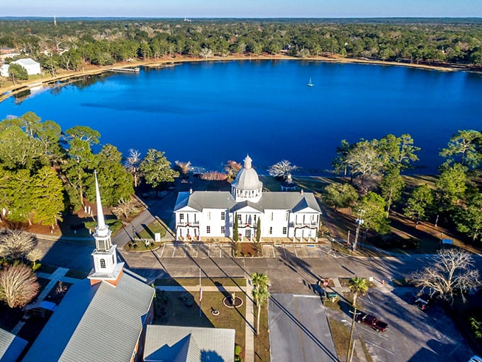 From this aerial view, you can truly appreciate why they call Lake DeFuniak "perfectly round" – Mother Nature's protractor at work!