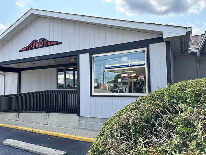 The unassuming white exterior of Mrs. Wick's hides a treasure trove of pie perfection. Like finding a diamond in a strip mall.