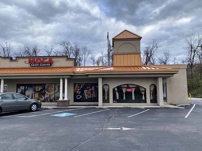 The unassuming exterior of Moca Asian Cuisine stands like a culinary speakeasy in Malvern—proof that remarkable flavors often hide in plain sight.