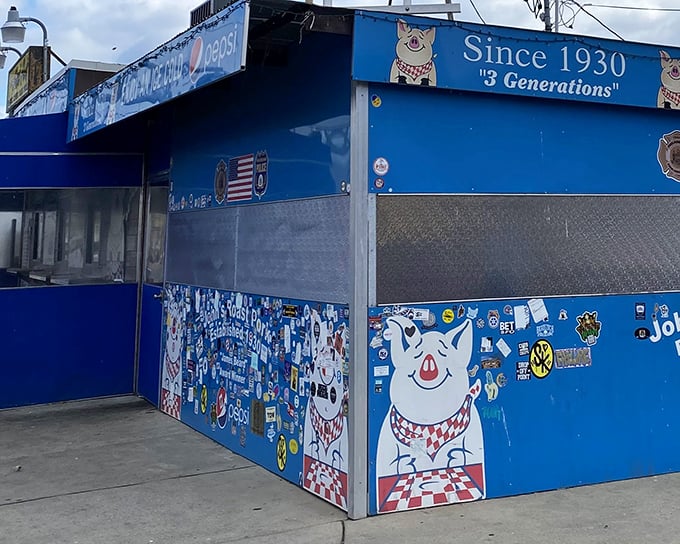 Same bright blue facade, different angle—this South Philly institution has been stopping traffic and starting cravings since long before Instagram made food famous.