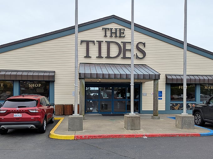The unassuming exterior of The Tides belies the seafood treasures within—like finding a pearl in the most humble-looking oyster.