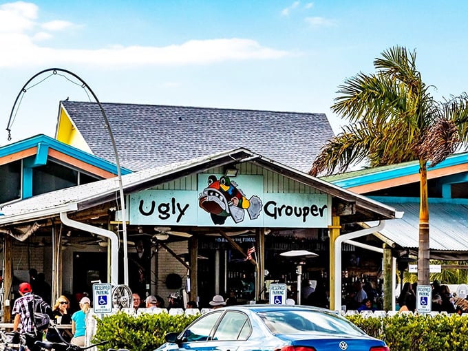 The Ugly Grouper's cheerful exterior promises what Florida does best—casual coastal charm with a side of self-deprecating humor. Who knew "ugly" could look so inviting?