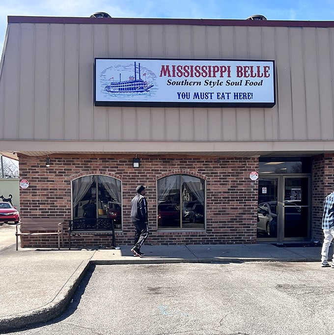 The unassuming exterior of Mississippi Belle promises little but delivers everything—a true testament to never judging a restaurant by its facade.