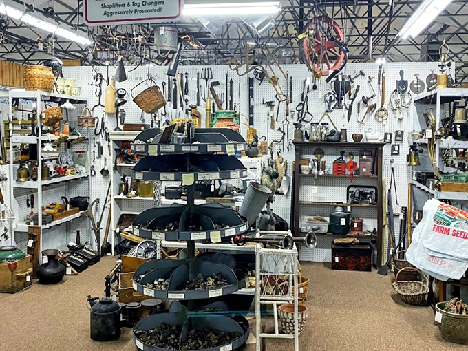Like a treasure chest exploded into a warehouse, this booth showcases the delightful chaos that makes antique hunting so addictive. Every shelf tells a different story.