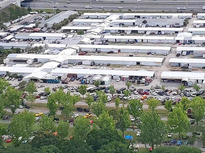 Bird's eye view of bargain heaven. From up here, it looks like a small city dedicated entirely to the art of the deal.