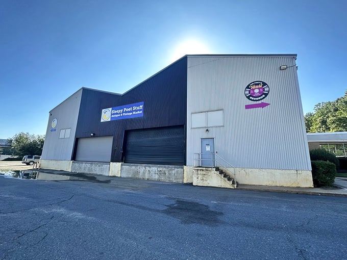 This unassuming warehouse exterior hides treasures that would make Indiana Jones weep with envy.