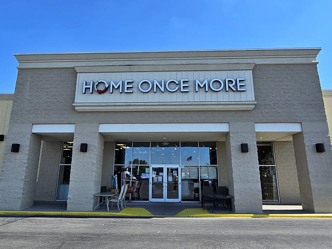 The unassuming exterior of Home Once More belies the treasure trove within—like finding a gourmet meal at what looks like a greasy spoon.