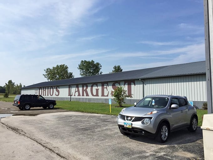 The unassuming exterior promises little, but like any great treasure map, the "Ohio's Largest" sign is your X marking the spot.