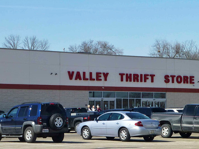The unassuming exterior of Valley Thrift Store in Fairfield hides a treasure trove within. Like all great adventures, this one begins with a simple storefront.