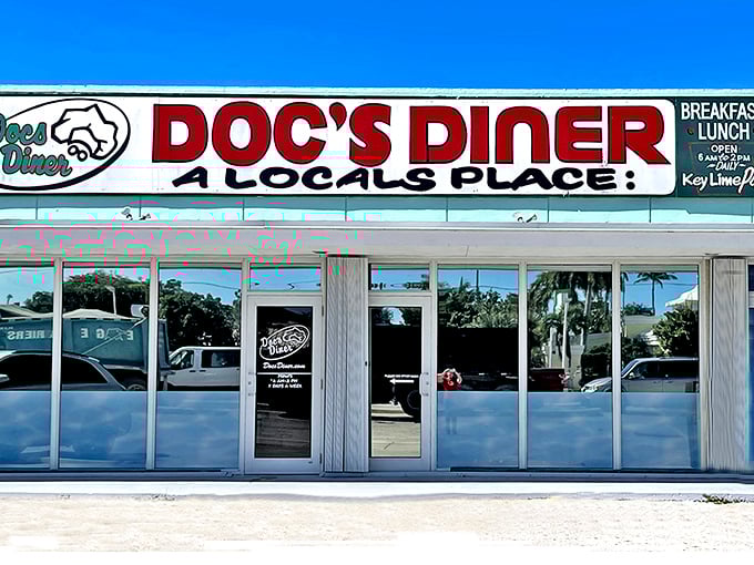 The bold red sign says it all: "A Locals Place." In the Florida Keys, that's the highest recommendation you can get.