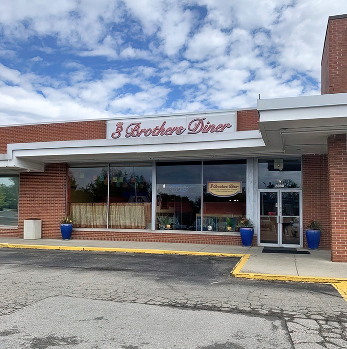 The unassuming brick exterior of 3 Brothers Diner hides culinary treasures within, like finding a Picasso at a yard sale. Classic diner architecture with zero pretension.