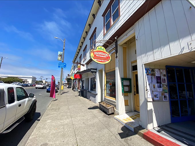The unassuming exterior of Egghead's belies the culinary magic happening inside. Like finding Narnia in a wardrobe, but with better breakfast options.