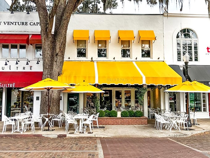 The sunshine-yellow awning of Briarpatch isn't just a color choice—it's a promise of the bright flavors waiting inside this Winter Park gem.