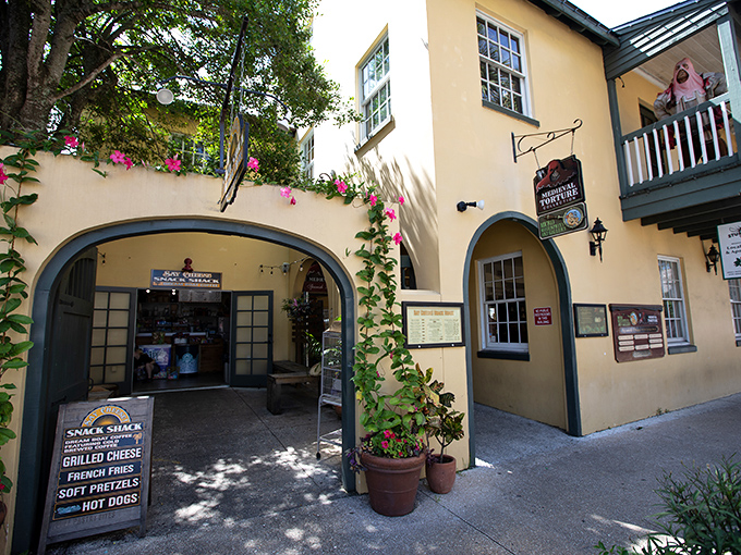 The cheerful yellow exterior of St. Augustine's Medieval Torture Museum creates history's greatest bait-and-switch. "Come for the charming architecture, stay for the nightmare fuel!"