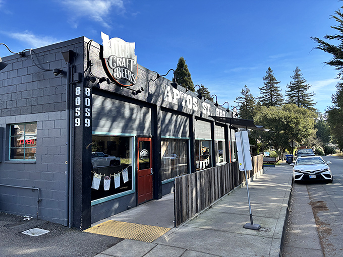 The unassuming gray exterior of Aptos St. BBQ proves once again that the best barbecue joints often hide in plain sight, like culinary speakeasies for meat lovers.