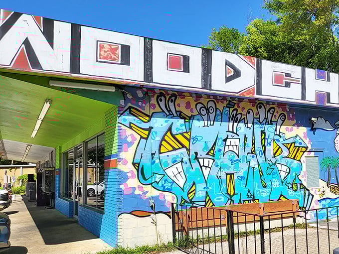 Street art meets comfort food at this colorful corner of Tallahassee. The vibrant mural adds unexpected character to this unassuming culinary gem.