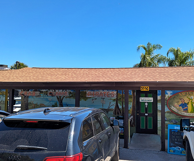 The unassuming exterior of Nav-A-Gator hides culinary treasures within, like finding a pearl in an oyster shell that happens to serve excellent cheeseburgers.