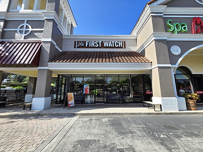 First Watch's unassuming exterior hides culinary treasures within, like finding a Michelin-worthy meal in your neighbor's kitchen.