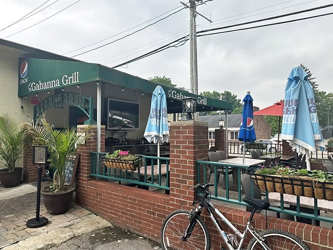 The unassuming exterior of Gahanna Grill proves once again that the best burgers often hide behind the most modest facades. That patio's calling your name.