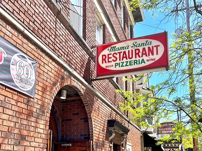 That classic red sign isn't just advertising - it's practically a beacon calling pasta lovers home.