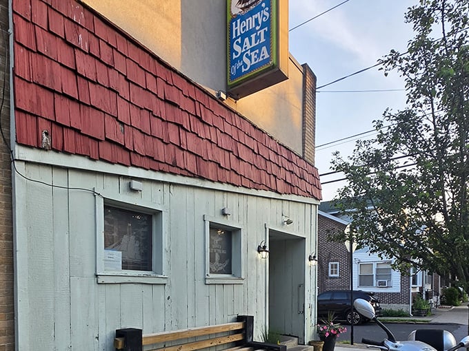 The unassuming exterior of Henry's Salt of the Sea stands like a maritime mirage in Allentown—proof that culinary treasures often hide in plain sight.