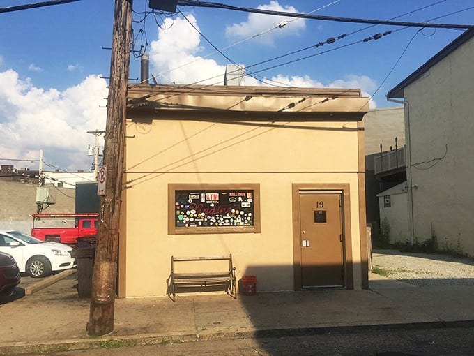 The unassuming exterior of Nadine's stands like a culinary speakeasy in Pittsburgh – proof that the best food experiences often hide behind the simplest facades.