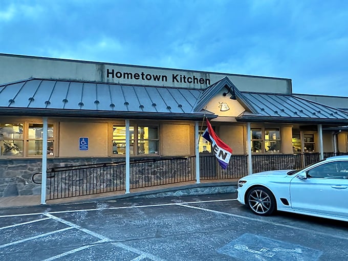 As dusk settles, the "OPEN" flag flutters like a dinner bell, promising comfort food salvation to weary Pennsylvania travelers who know where true flavor hides.