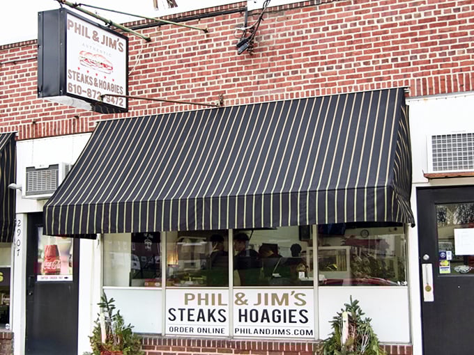 The classic striped awning and vintage sign are like a beacon to sandwich lovers. This unassuming brick storefront houses cheesesteak greatness in Brookhaven.