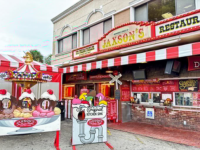 The red and white awning of Jaxson's isn't just a canopy—it's a time machine to when calories didn't count and ice cream solved everything.