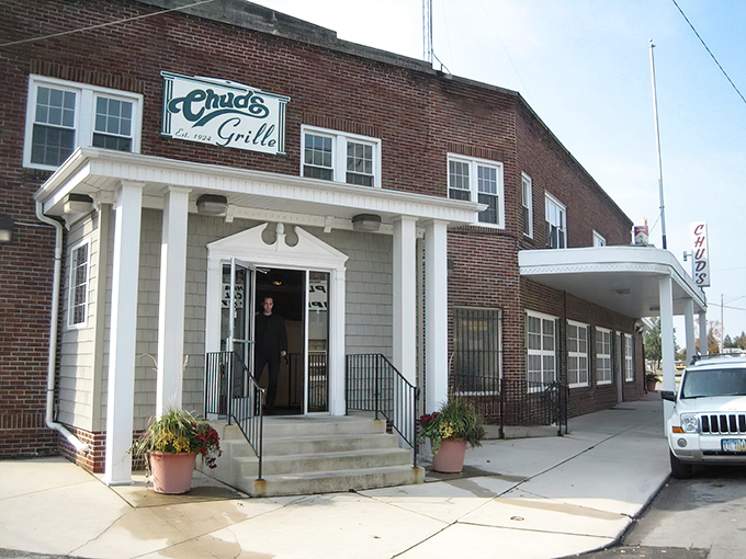 The brick facade of Chud's Grille stands proudly on Fremont's Napoleon Street, a beacon of comfort food that's been drawing locals for generations.