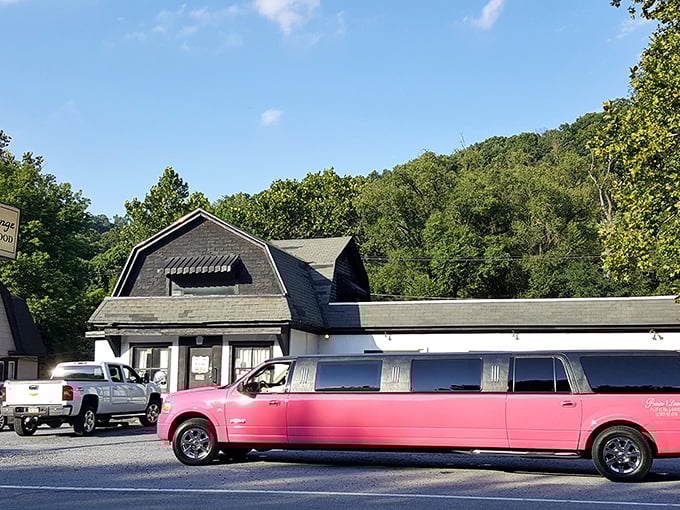 That pink limousine outside isn't a mirage—it's just the first hint that this place marches to its own delicious beat.