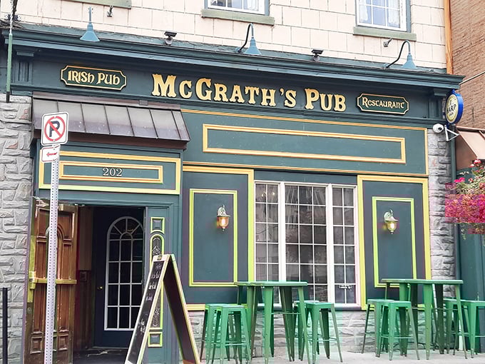 Glowing like a Celtic gem, McGrath’s emerald-green façade brightens Locust Street, inviting you inside for a true taste of Irish warmth.